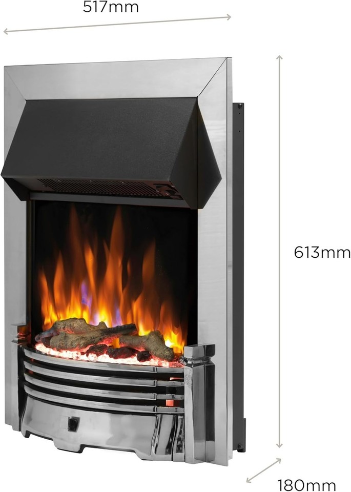 Dimplex Helmsdale Chrome Inset Electric Fire Unique Optiflame XHD ...