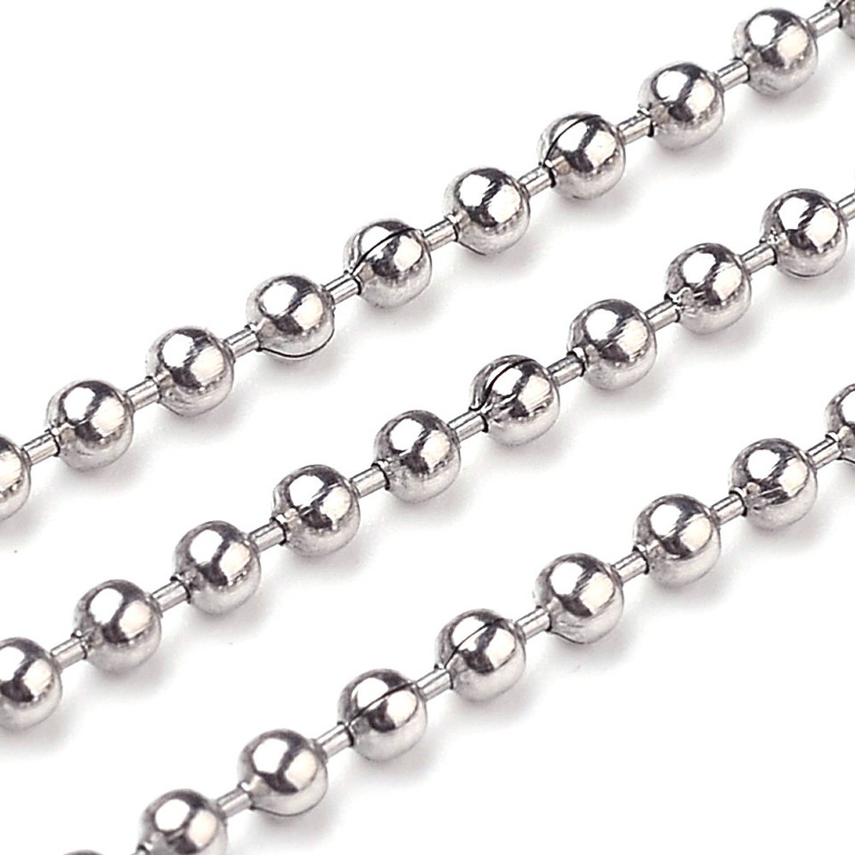 164ft/Roll 304 Stainless Steel Beaded Ball Chains Soldered Tiny String ...
