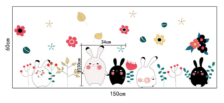 DIY Art Wall Decals Bunny Rabbit Kids Wall Sticker Home Room Decor ...
