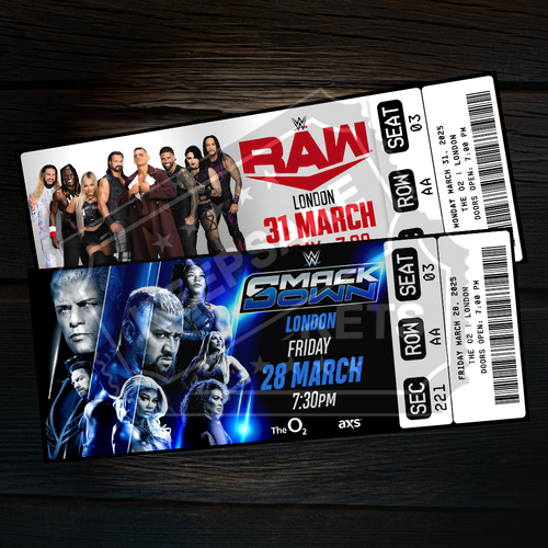 WWE RAW / SMACKDOWN Mock Ticket UK Tour 2025/2026 | Personalized Gift ...