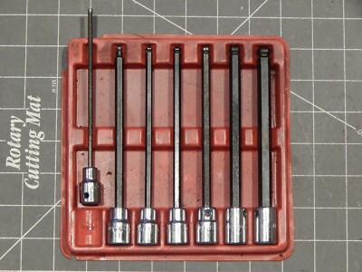READ Mac 7Pc SAE 3/8" Drive XL Extra Long Hex Socket Driver Set 1/8" 3/ ...