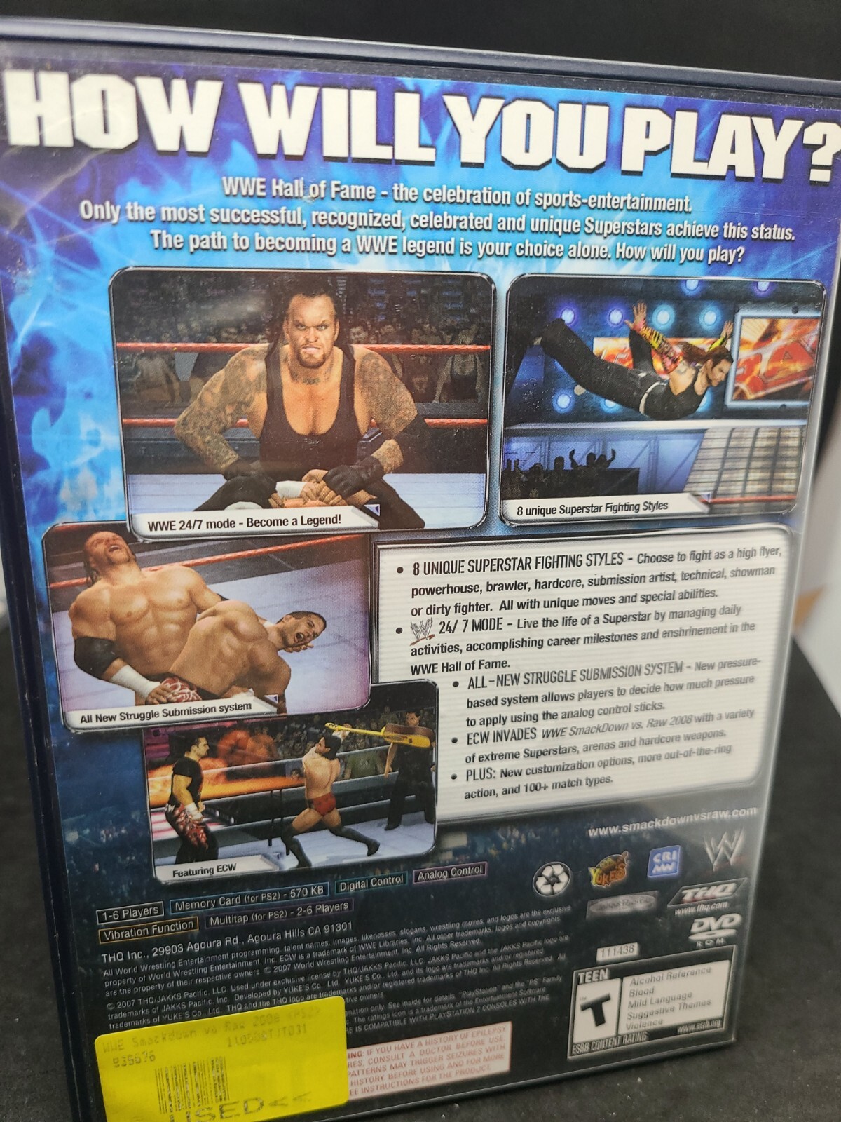 WWE SmackDown vs. Raw 2008 Featuring ECW PlayStation 2 Video Game PS2 ...
