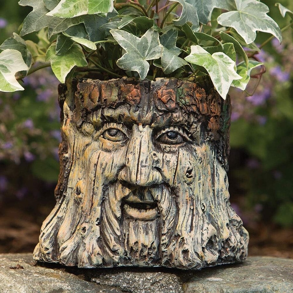 Tree Face Garden Planter Statue Wise Old Man Indoor Outdoor Urn for ...