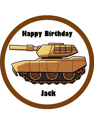 Army Tank Edible Cake Topper Wafer Birthday Cake & Cupcake Decorations ...