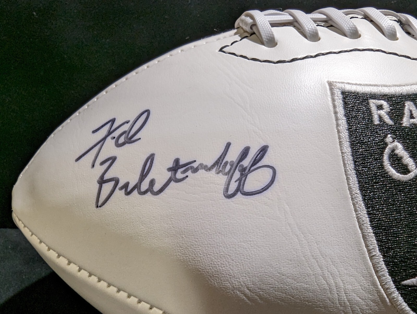 OAKLAND RAIDERS FRED BILETNIKOFF AUTOGRAPHED SIGNED LOGO FOOTBALL JSA ...