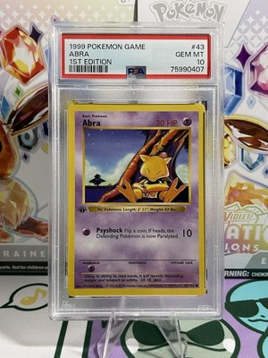 POKEMON 1st Edition Shadowless Base Set ABRA 43/102 Common PSA 10 GEM ...