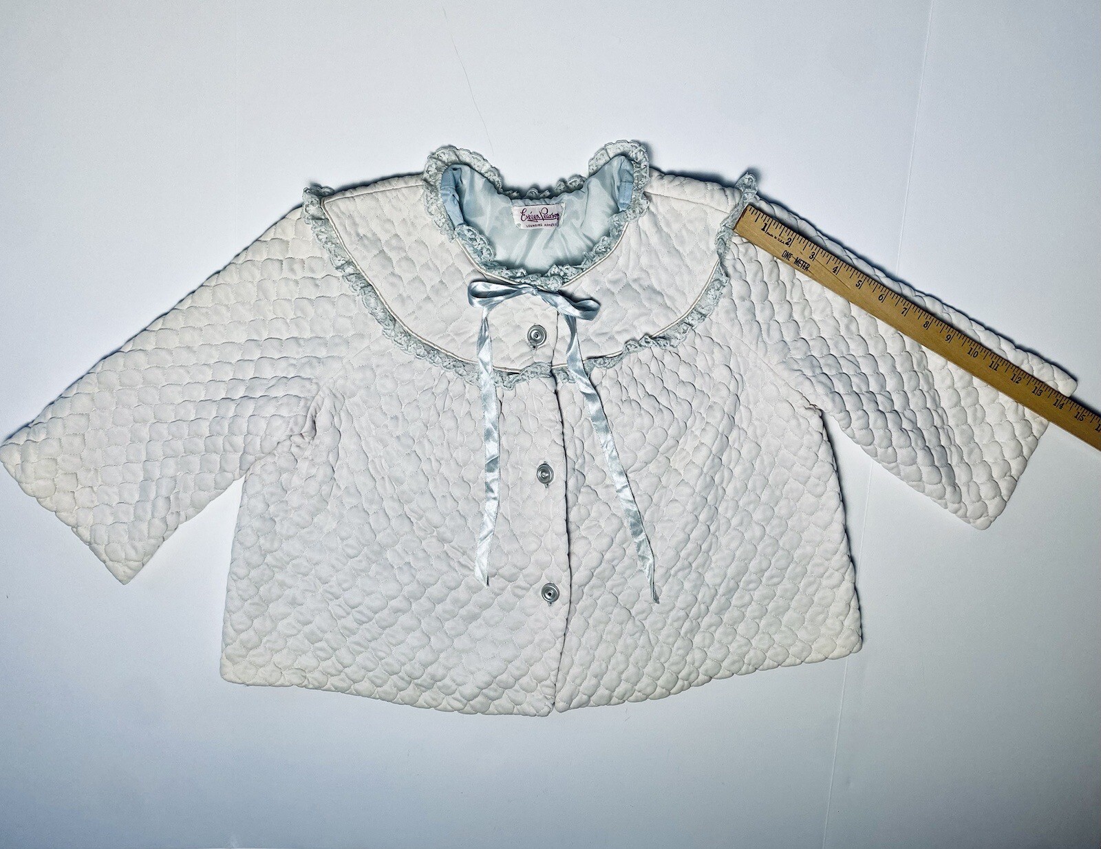 Vintage Boudoir Jacket Bed Coat 1960s Quilted Blue Pinup Swing Lace ...