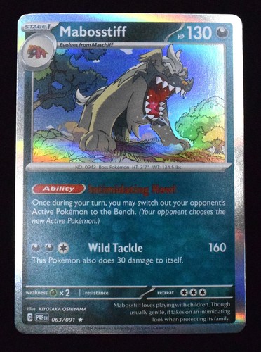 Pokemon TCG Mabosstiff 063/091 2024 Paldean Fates Holo Rare Card - NM ...