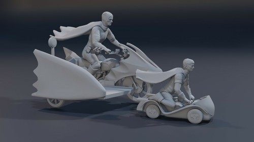 Batman Robin Bat Cycle 3D Printed Adam West Burt Ward Motorcycle 4 ...