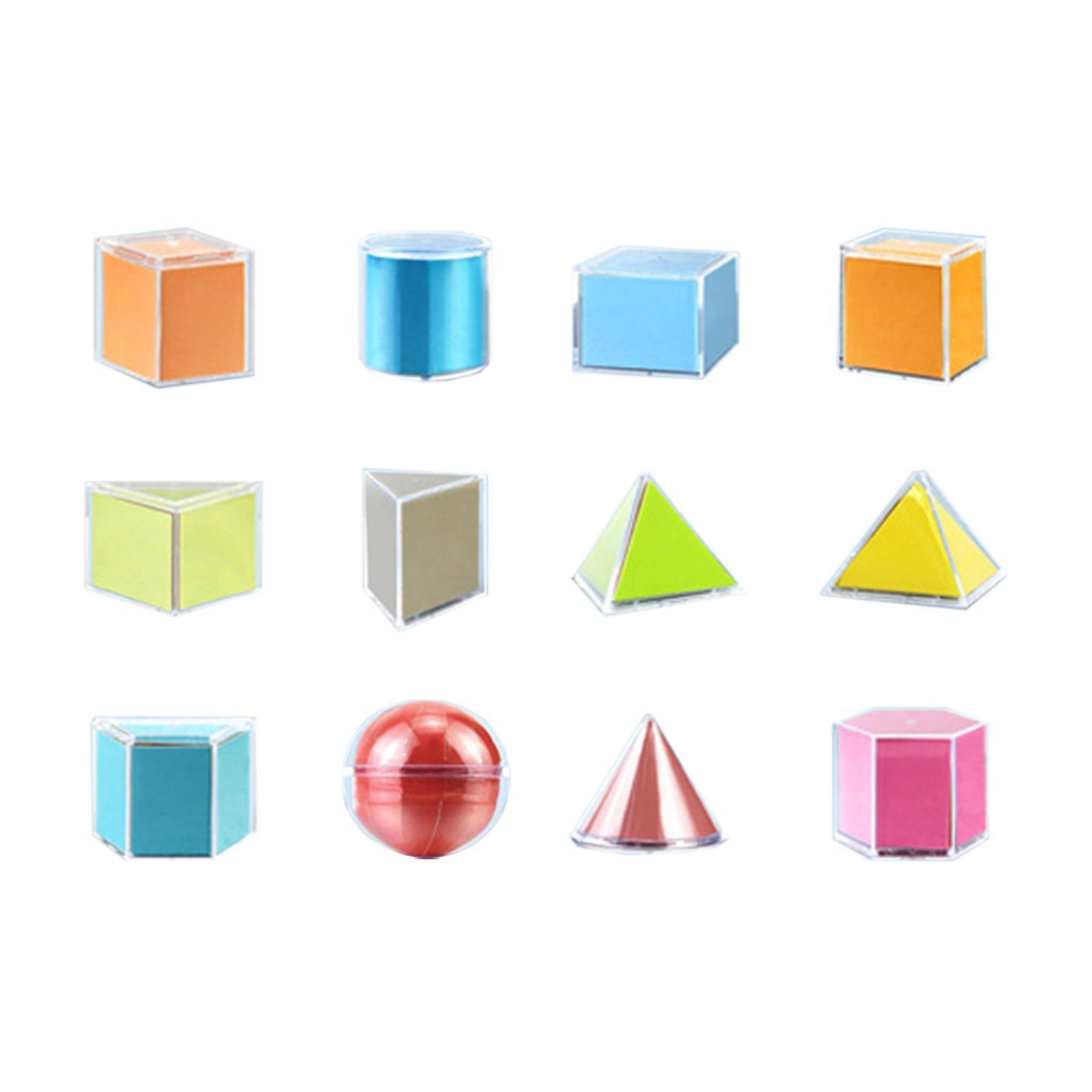 12Pcs 3D Geometric Shapes Blocks Learning Toys for Elementary Preschool ...