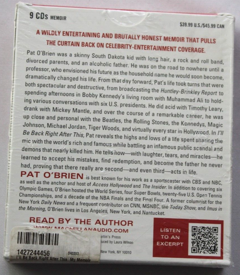 PAT O'BRIEN I'LL BE BACK RIGHT AFTER THIS [NEW AUDIO ON CD] | eBay