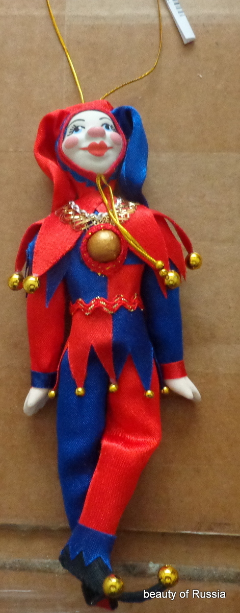 Russian fabric porcelain face Jester 6.25" handmade figure & ornament ...