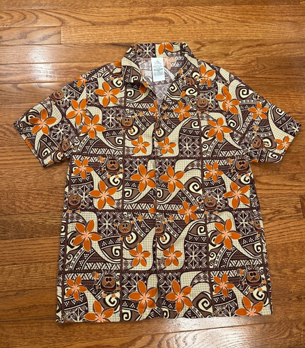 Disney Hawaiian Aloha Tiki Shirt Mens Small Floral Resort Wear Vacation ...
