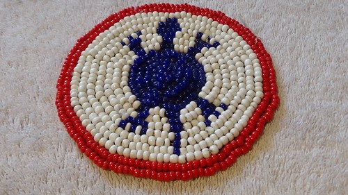 Native American beadwork TURTLE ISLAND five inch dia - large glass ...