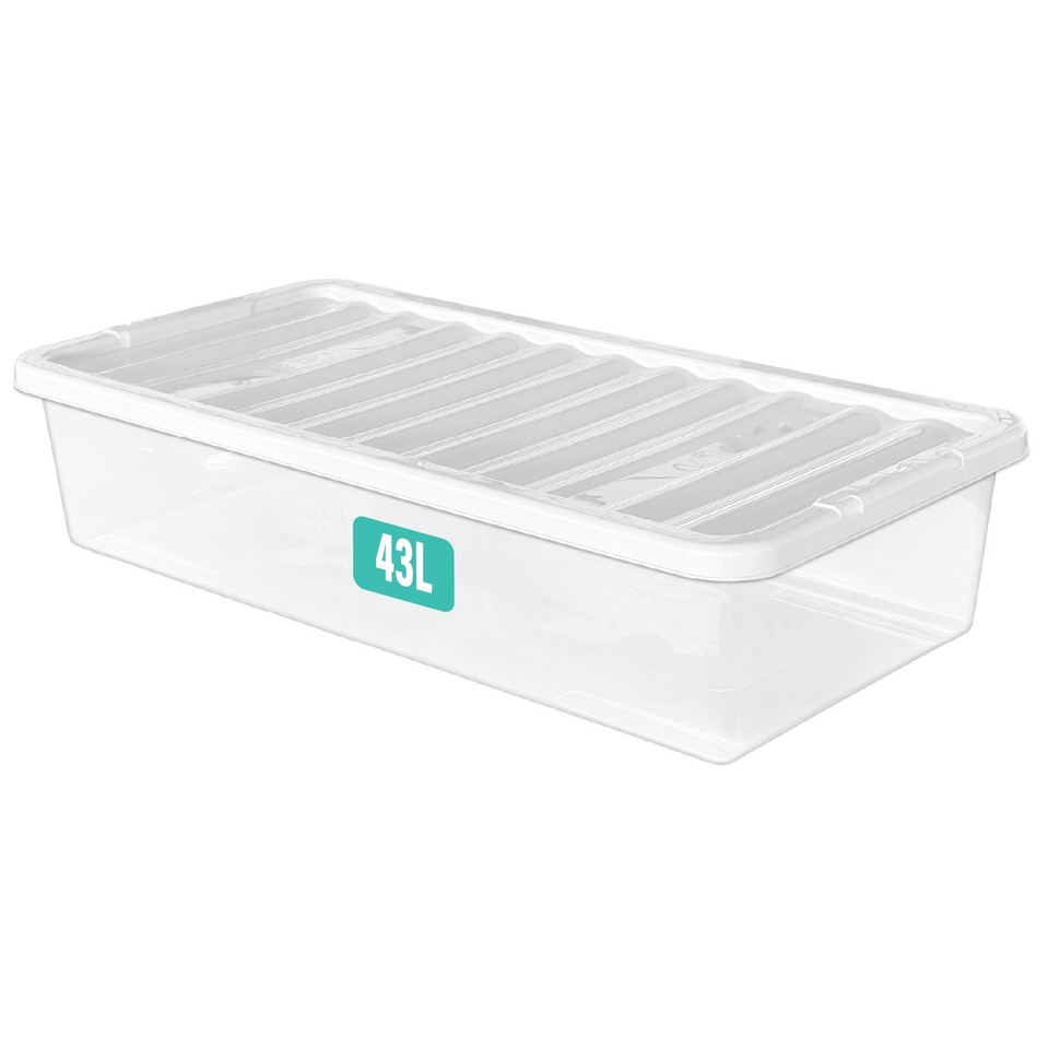 Set Of 5 Plastic Storage Box Boxes WITHOUT LIDS UK MADE Home Office ...