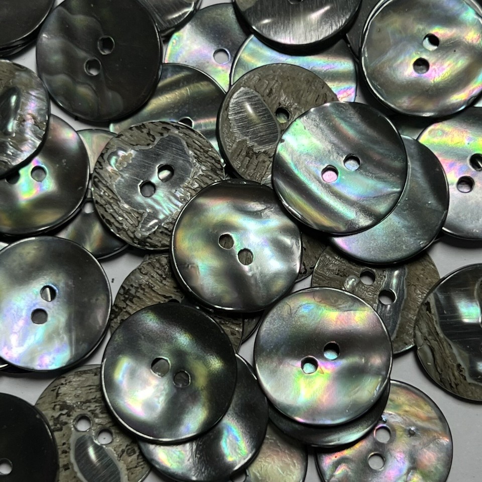 REAL Abalone Shell Smoke/Gray Sustainable Button 15mm 18mm 20mm 2hole ...