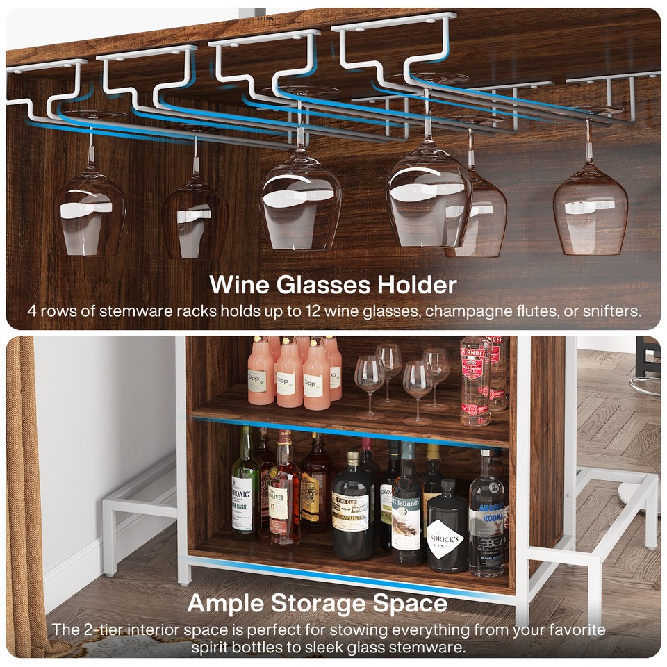 Tribesigns 3-Tier Home Bar Unit, Liquor Wine Table Mini Bar with ...