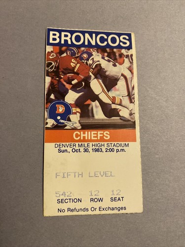 NFL Game TICKET STUB Kansas City Chiefs @ Denver Broncos October 30 ...