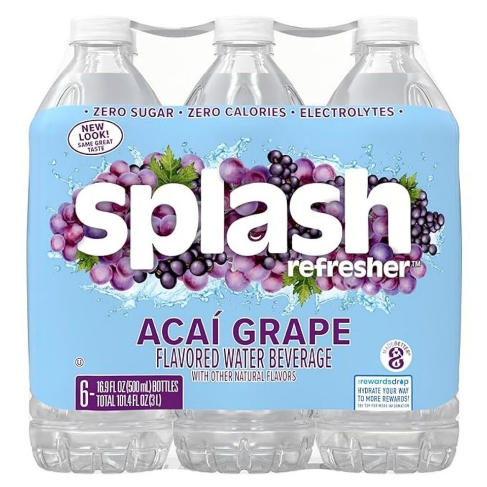 Splash Refresher Acai Grape Flavored Water, 16.9 Fl Oz, Plastic Bottle ...