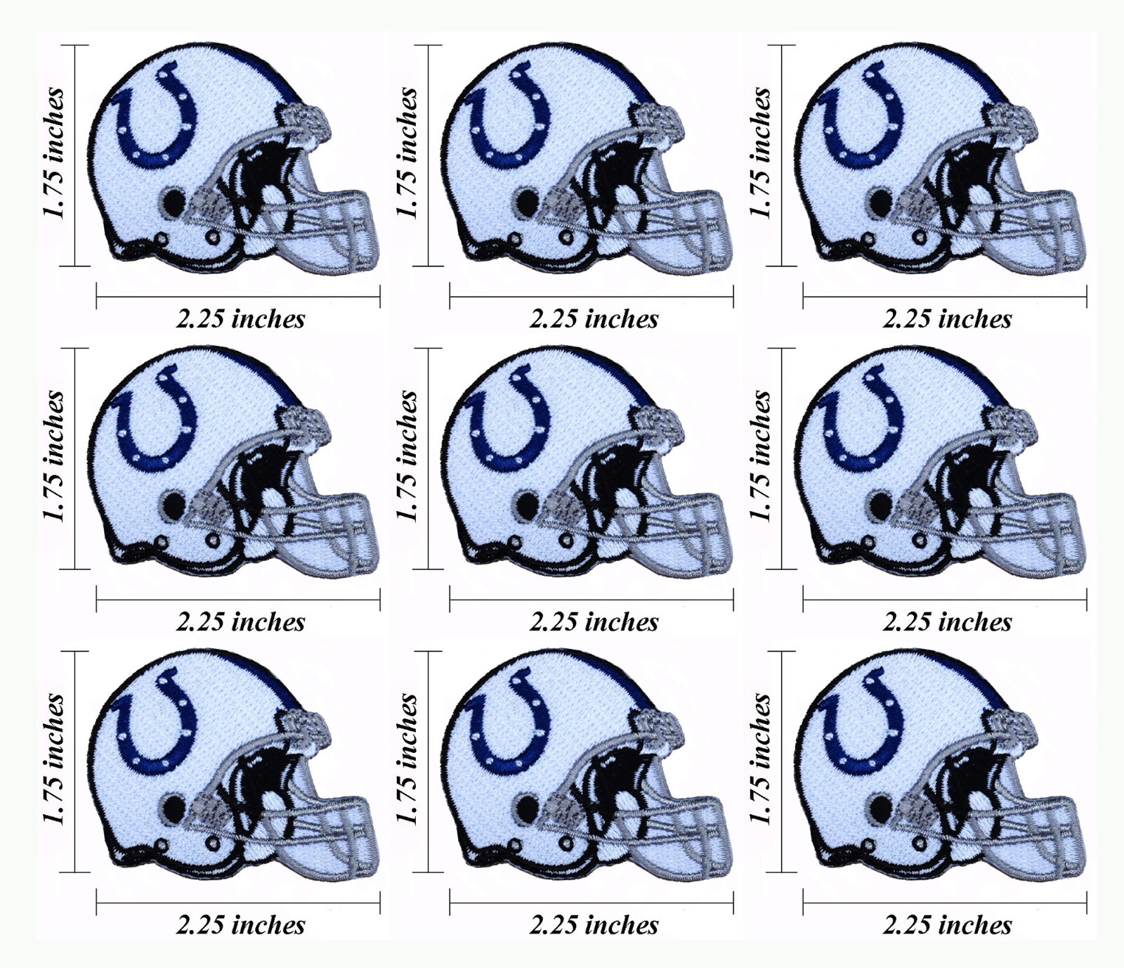 9 Pieces Indianapolis Colts 2.25"x1.75" Embroidered Iron On Patch Free ...
