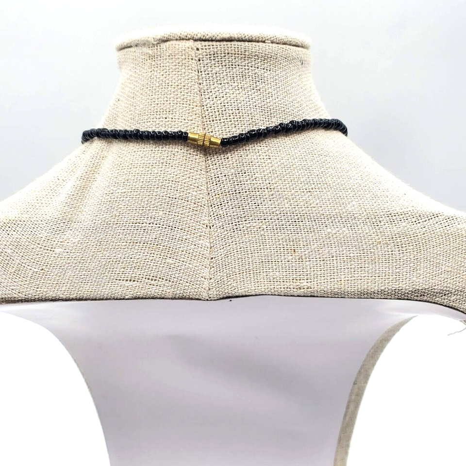 Brown Pendant Necklace Charm Tribal Style Inspired Black Bead Carved ...