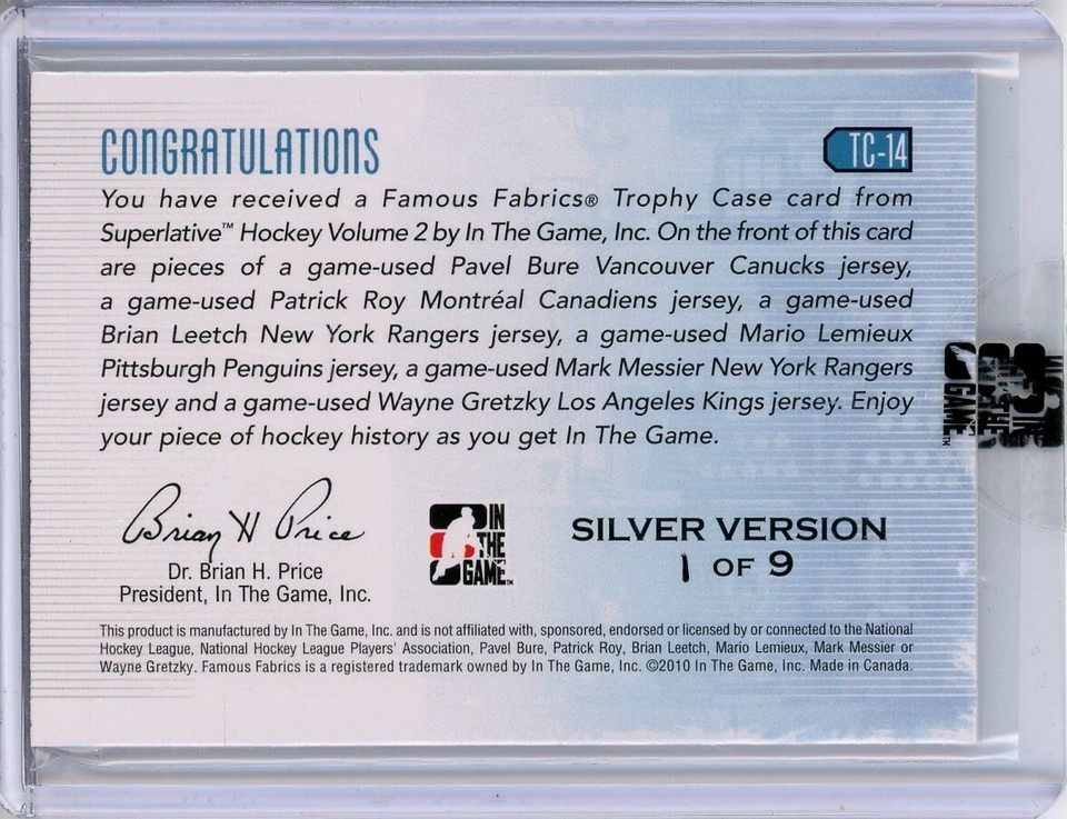 2009-10 ITG Superlative Silver- Ross / Calder / Hart / Vezina / Byng ...