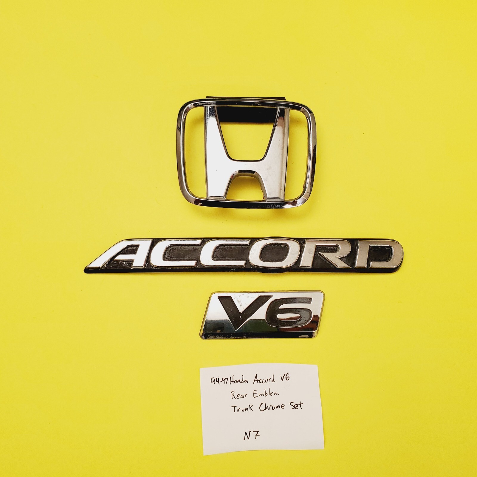 94 95 96 97 HONDA ACCORD V6 REAR TRUNK BADGE EMBLEM CHROME SET OEM #N7 ...