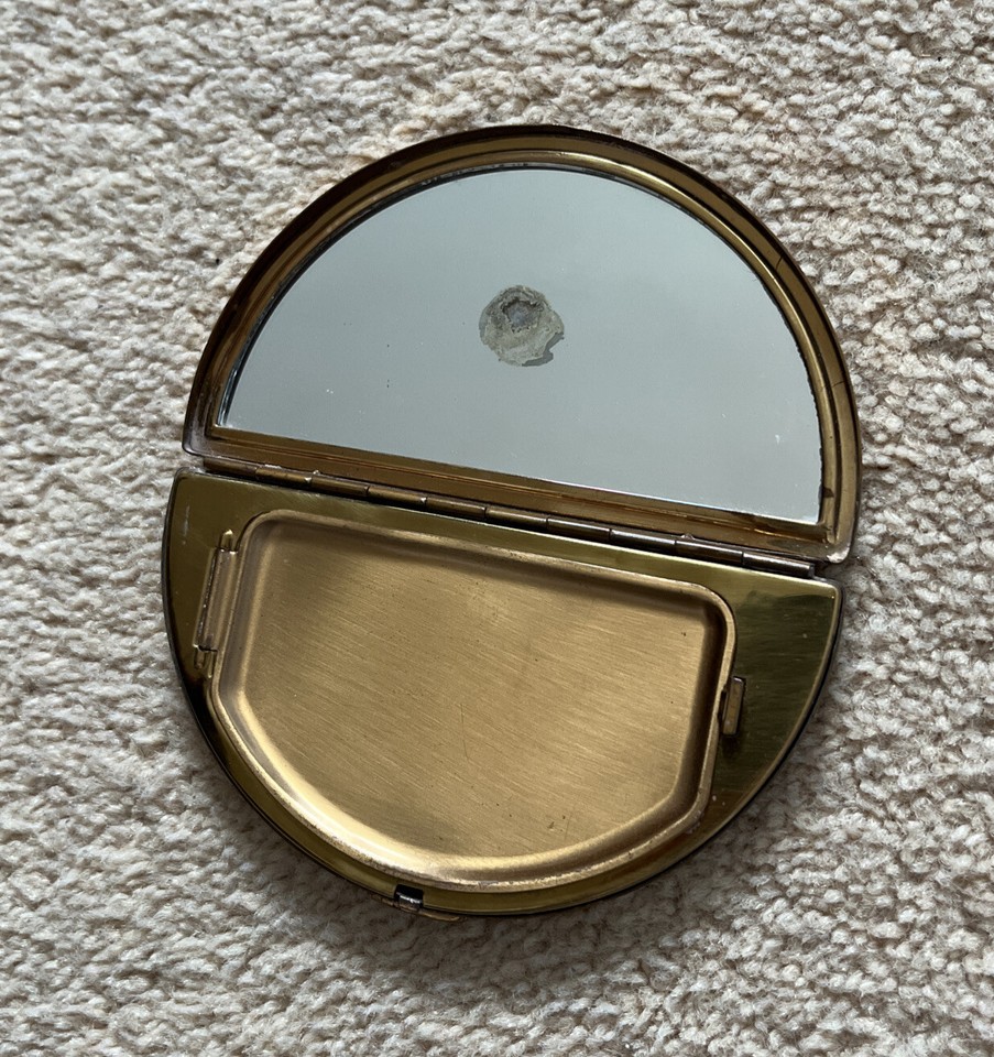 Vintage Hand Embroidered Half Moon Shaped Powder Compact | eBay UK