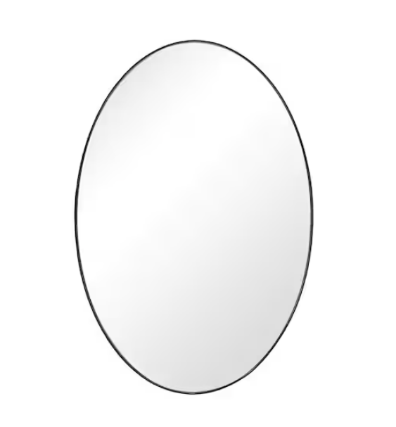 24 in. W x 36 in. H Oval Metal Framed Wall Bathroom Vanity Mirror Black ...