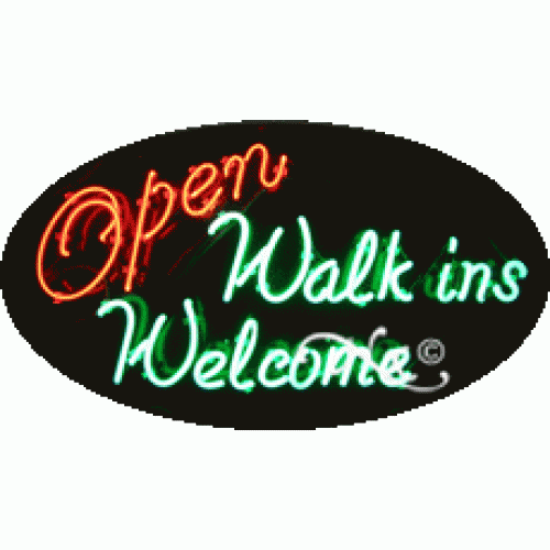 NEW “OPEN WALK INS WELCOME" 30x17 OVAL SCRIPT REAL NEON SIGN w/OPTION ...