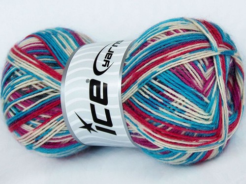 Ice Yarns Colorway Sock Yarn Turquoise Fuchsia Pink 100g 400m superwash ...
