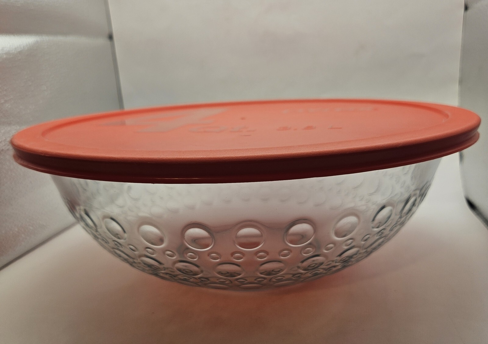 Pyrex 326 Polka Dots Test Bubbles Circles Clear Blue Tinted Mixing Bowl ...