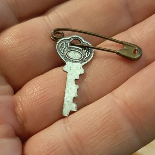 Vintage unmarked Handcuff key on safety pin | eBay