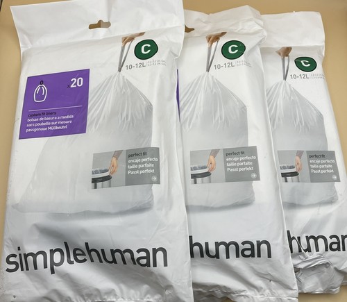 3X Simplehuman Custom Fit Trash Can Liner C, 10-12 Liters/2.6-3.2 ...