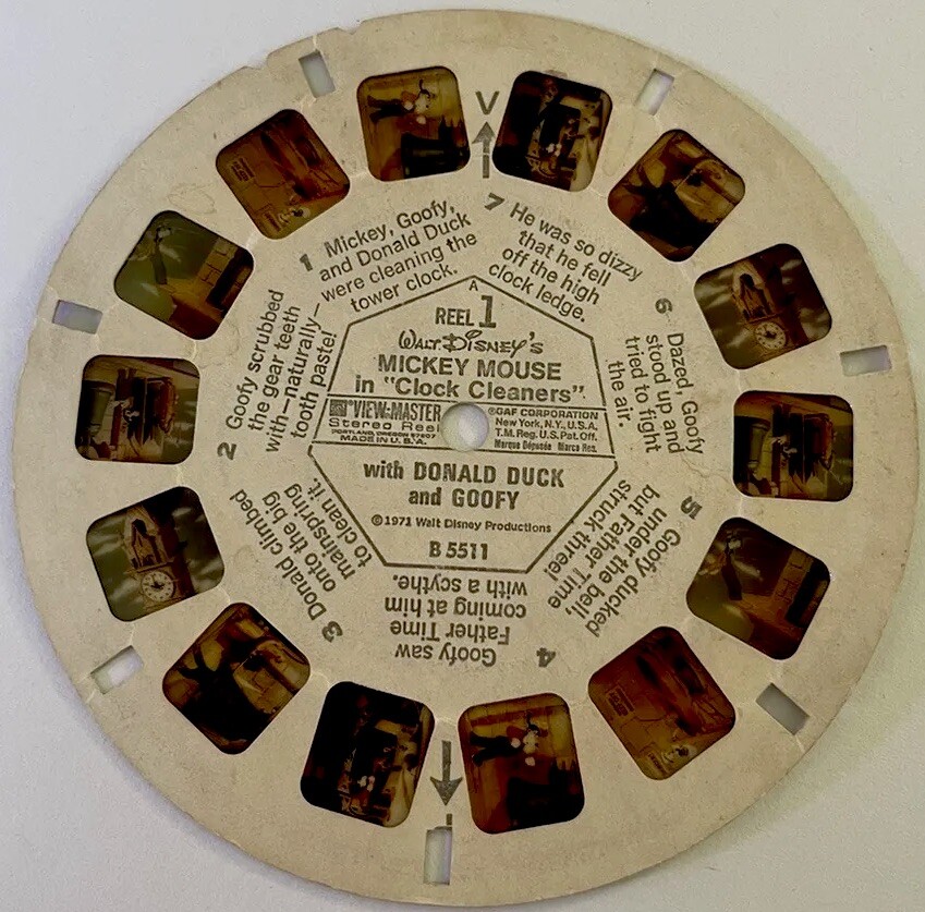 View Master Mickey Mouse Goofy Donald Duck Clock Cleaners B5511 Vintage ...