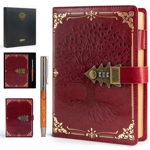 Lock Journal with Pen & Gift Box, A5 260 Pages, Refillable, Hardcover ...
