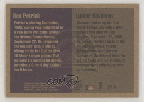 2000 Fleer Tradition Team Prospects Glossy Ben Petrick Luther Hackman ...