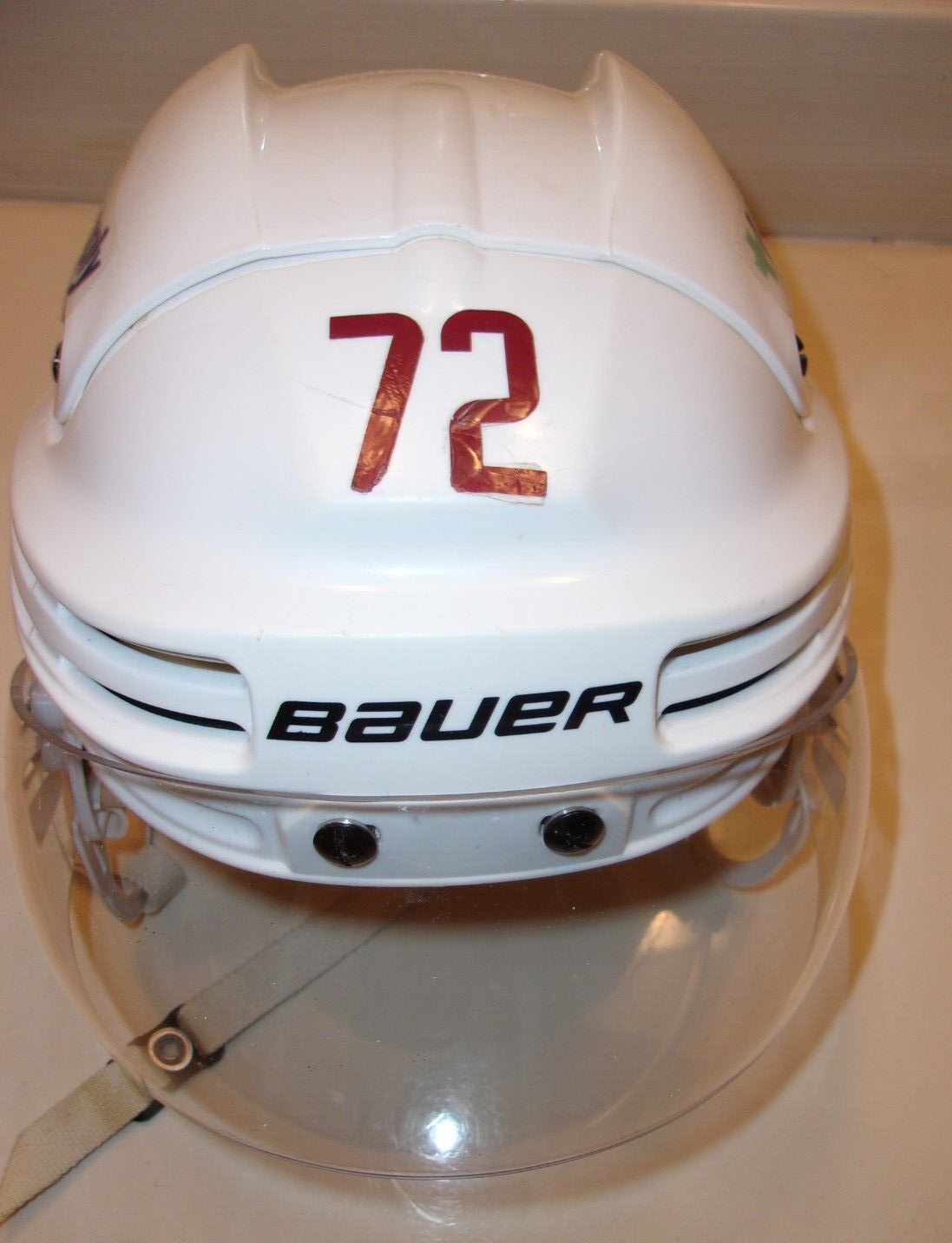 ARIZONA COYOTES Travis Boyd game-worn #72 helmet w/Matt Shott tribute ...