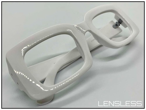 Classic RETRO Style Thick Square White Lensless Eye Glasses Frame Only ...