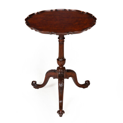 Fine English Chippendale Antique Carved Mahogany Pie Crust Table ca ...