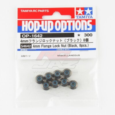 Tamiya 54642 RC Car Nylon 4mm Flange Lock Nut (Black,8pcs) Set Hop Up ...