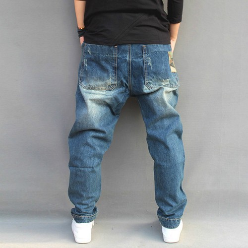 Men Drop Crotch Distressed Denim Trouser Baggy Harem Jeans Tapered ...