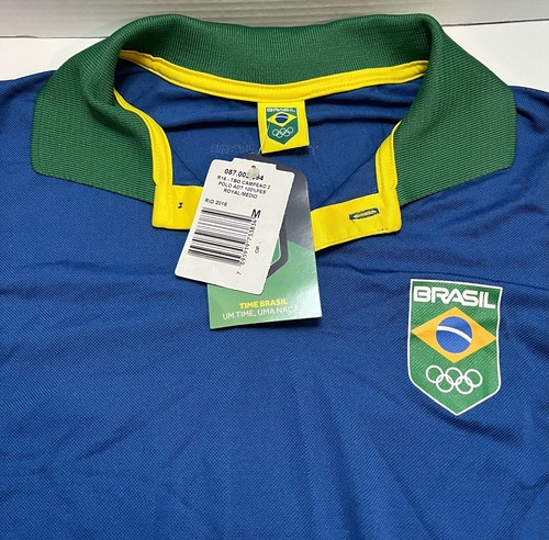 Brazil Olympics Polo Shirt M Blue Rio 2016 Team Brasil Soccer NWT Men’s ...