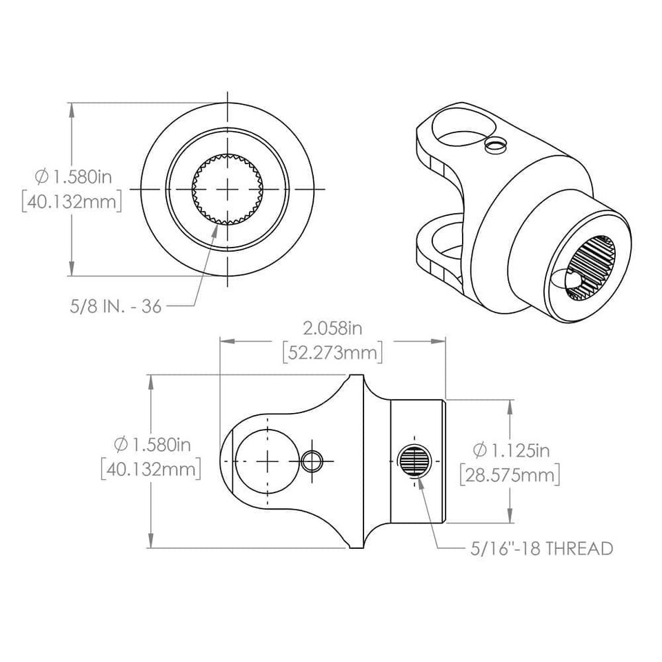 Flaming River FR1722DD 3/4" DD x 5/8"-36 Universal Nickel Billet Ujoint ...
