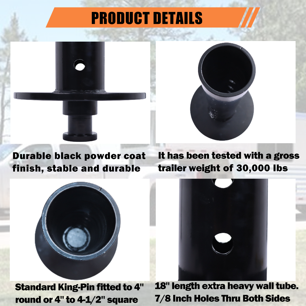 Gooseneck to 5th Wheel Trailer Coupler Adapter -4" Round Tube - Rated ...