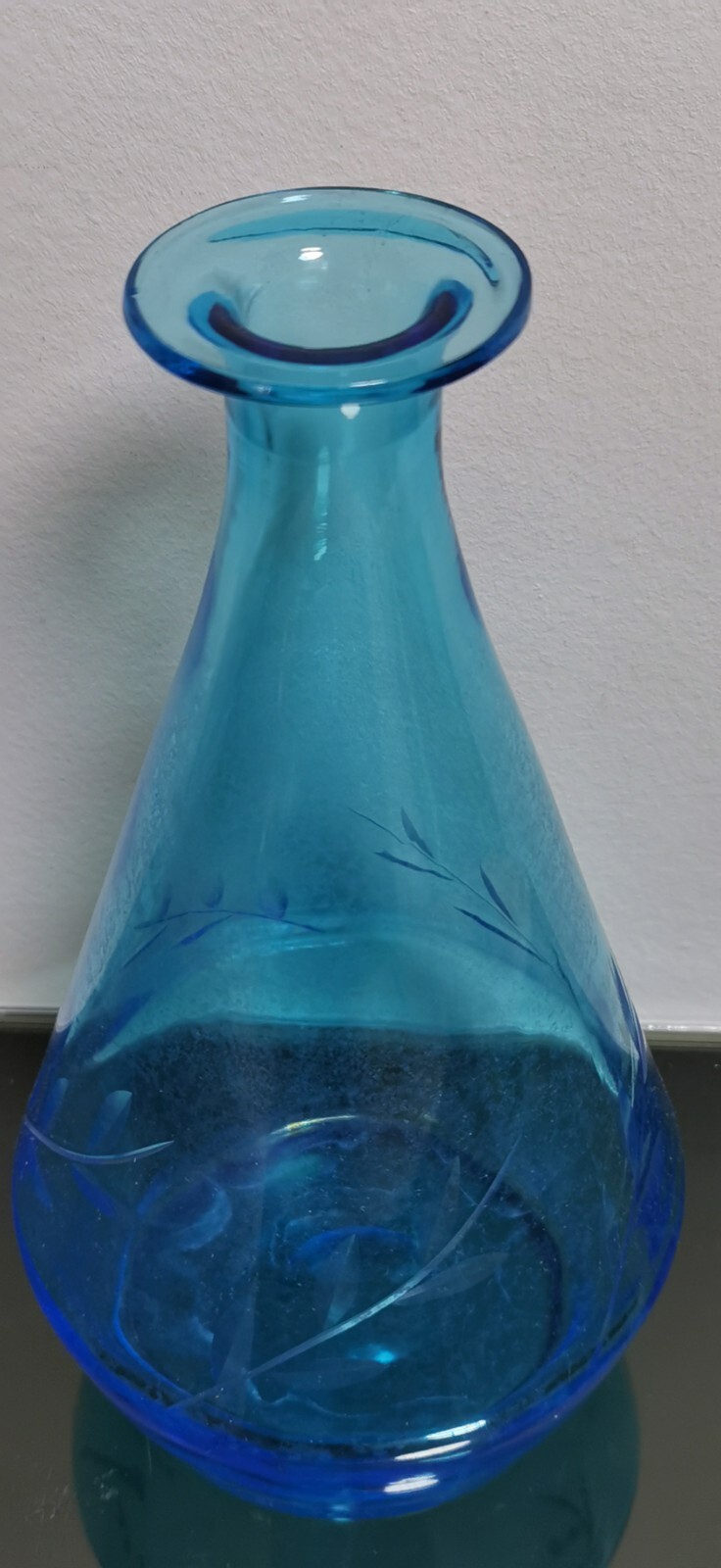 Awesome Vintage Etched light Blue Glass Vase Bottle Home Decor | eBay
