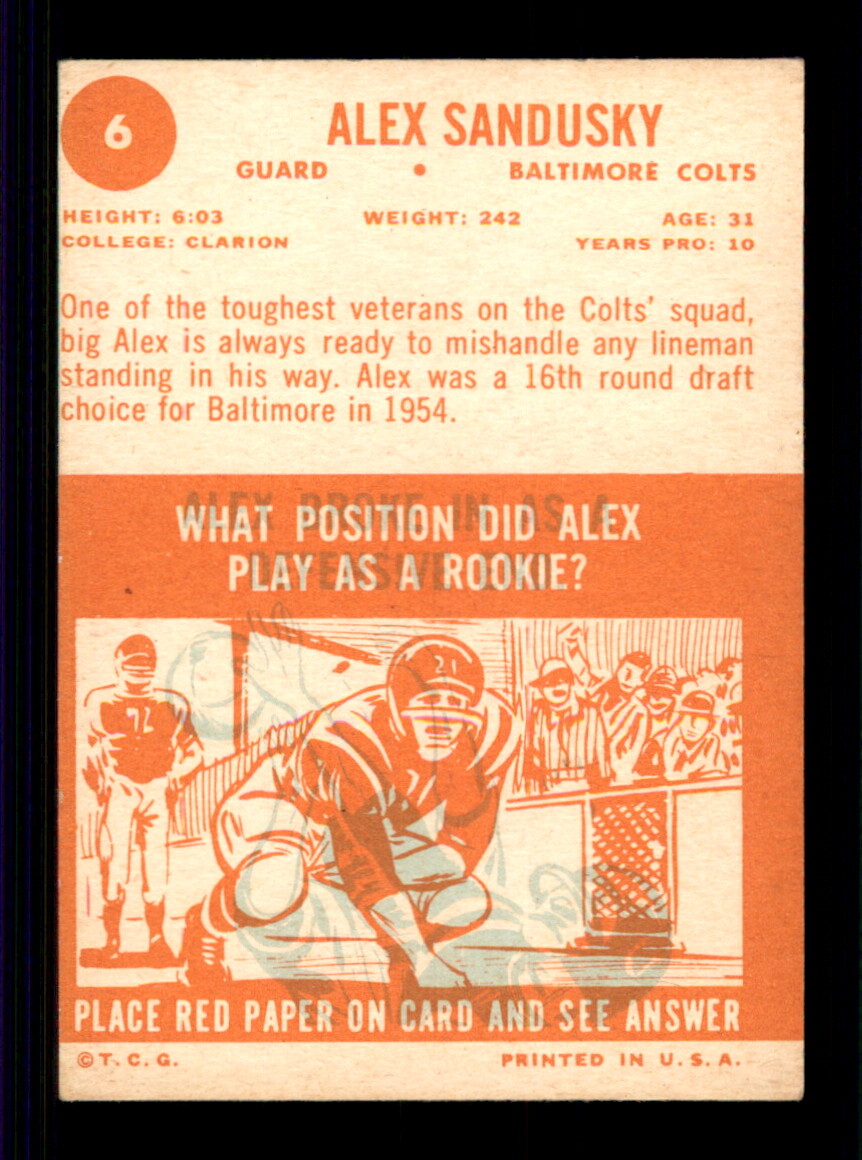 1963 Topps #6 Alex Sandusky - Crease Free | eBay