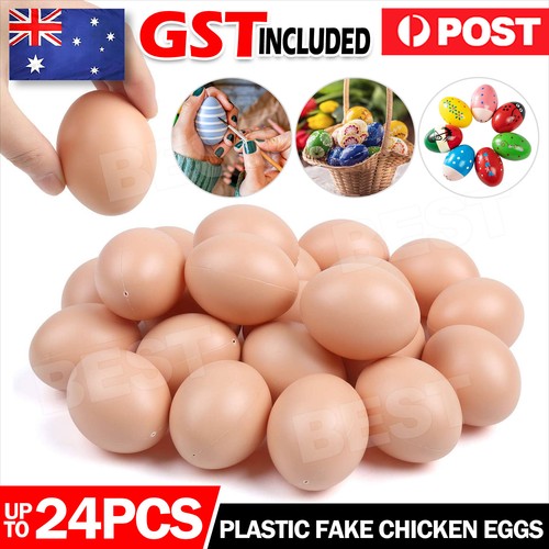 6-24x Plastic Fake Chicken Eggs Poultry Layer Coop Hatching Simulation ...