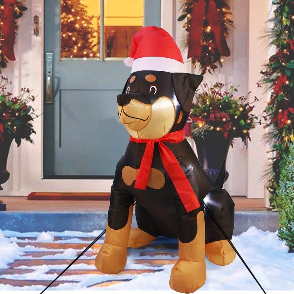 Outdoor Indoor Christmas Inflatable LED Lighted Rottweiler Dog Blow Up ...