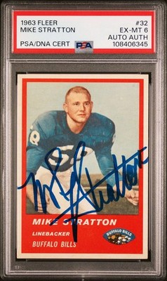 Mike Stratton Autographed 1963 Fleer Football Rookie Card #32 NFL PSA ...